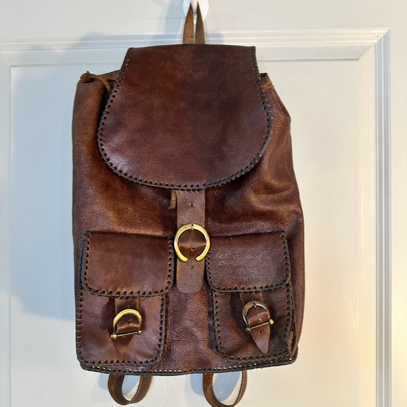 Vintage | Bags | Vintage Rare Brown Rucksak Genuine Leather Rawhide ...